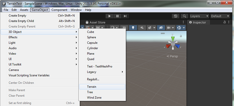 How to Create a New Terrain in Unity.