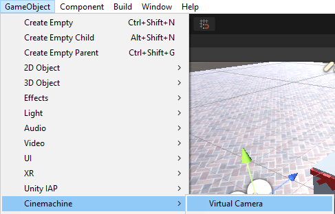 Cinemachine create virtual camera